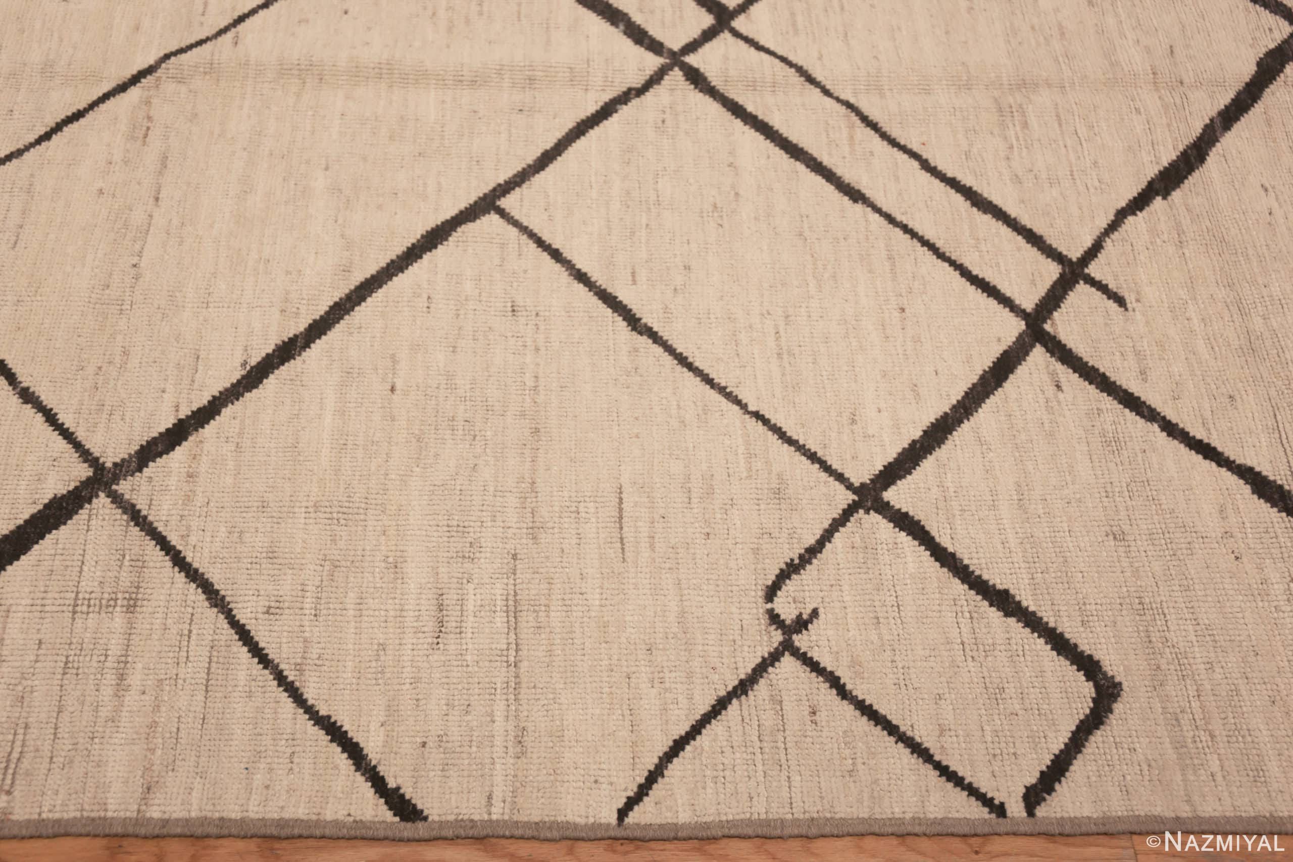 Contemporary Ivory Minimalist Geometric Rug 11489 Nazmiyal
