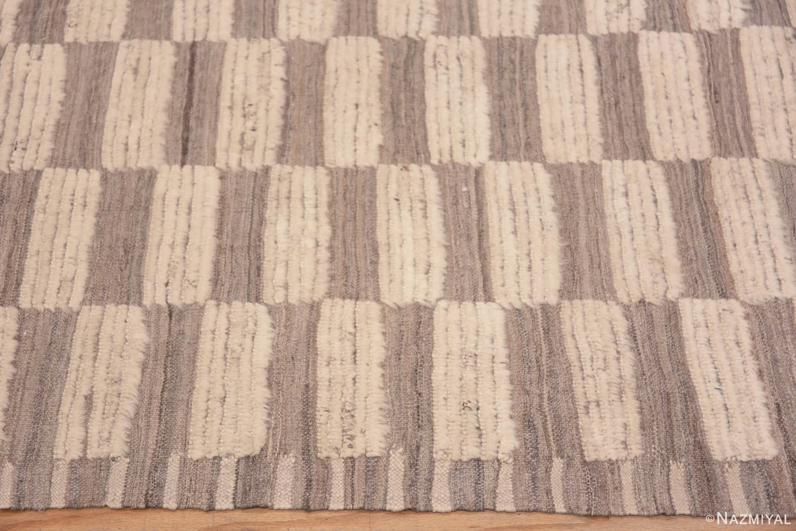 Modern Neutral Grey and Ivory Checkerboard Rug 11250 Nazmiyal