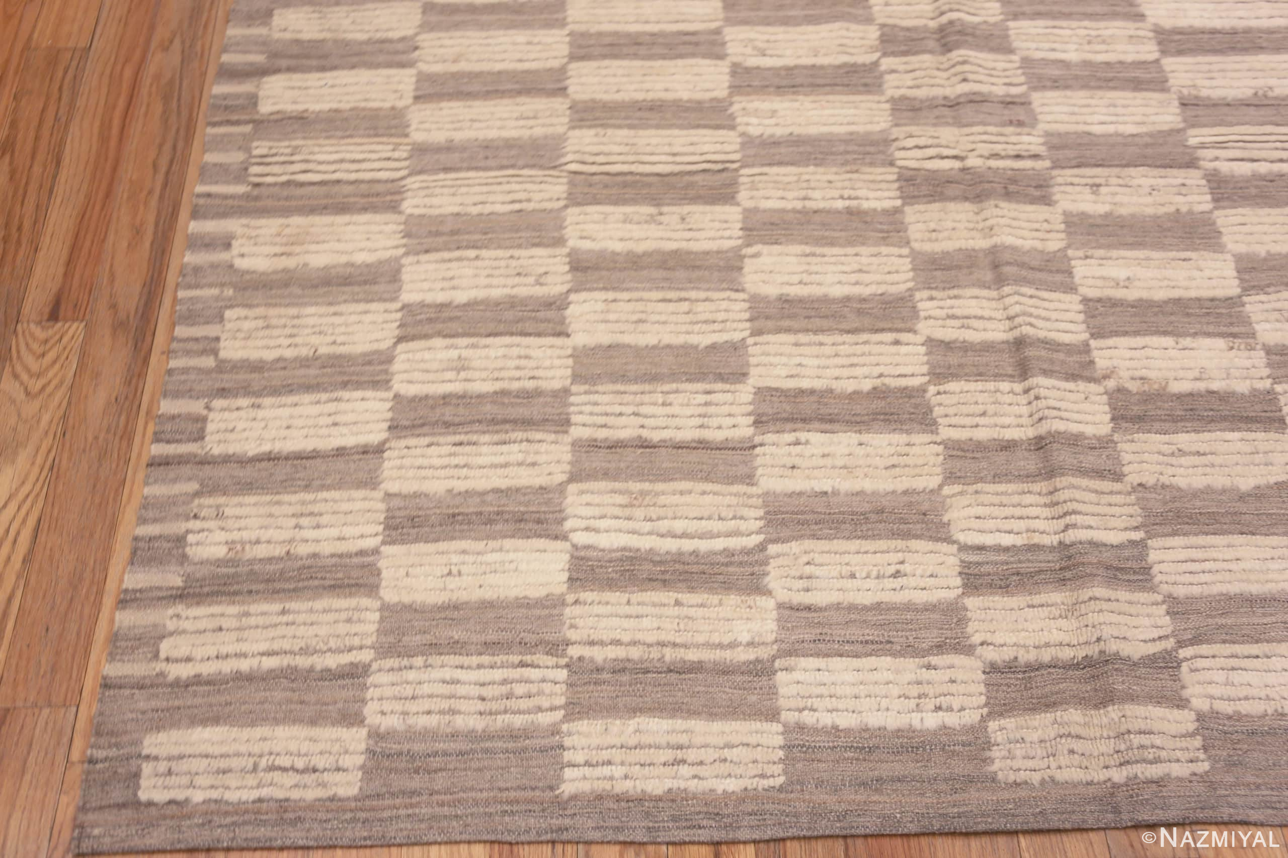 Modern Neutral Grey and Ivory Checkerboard Rug 11250 Nazmiyal