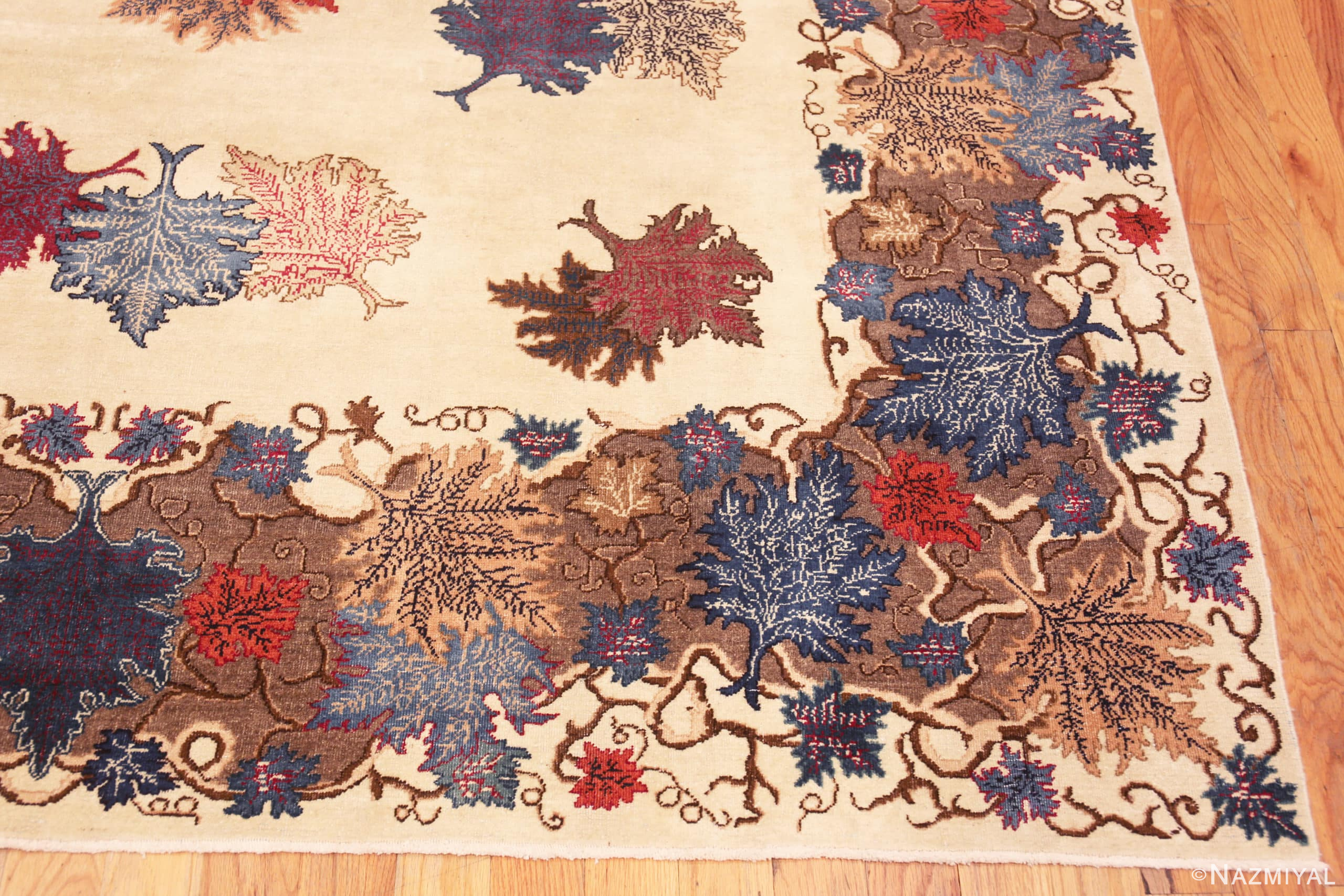 Stunning Vintage Ivory Background Persian Khorassan Rug 72503