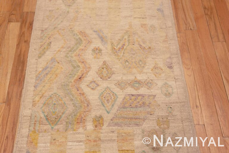 Tribal Nomadic Light Color Modern Runner Rug 11014 Nazmiyal