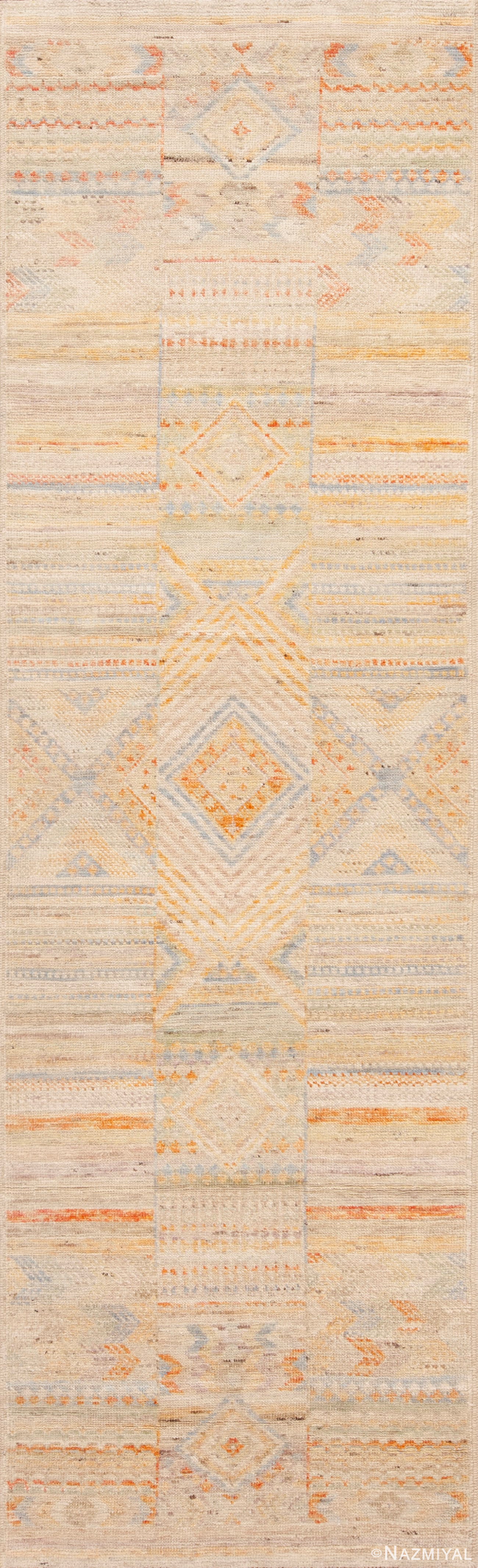 Light Pastel Tribal Geometric Modern Runner Rug 11015 Nazmiyal
