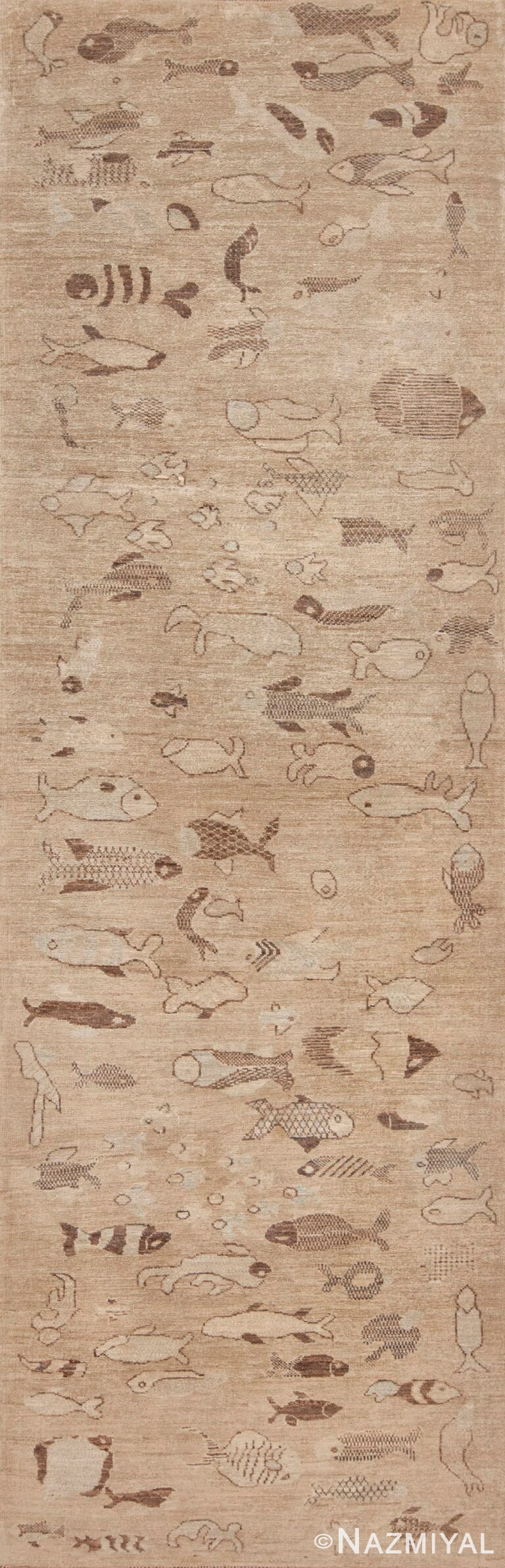 Artistic Fish Design Modern Hallway Runner Rug 11004 Nazmiyal