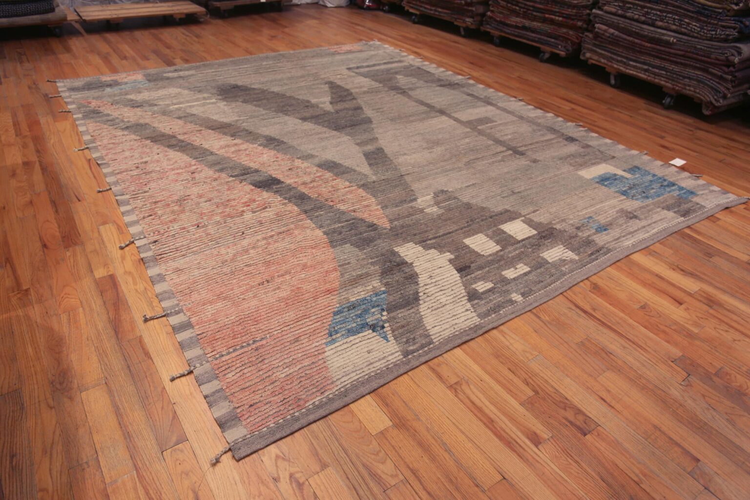 Gorgeous Modern Handmade Wool Abstract Area Rug 11653
