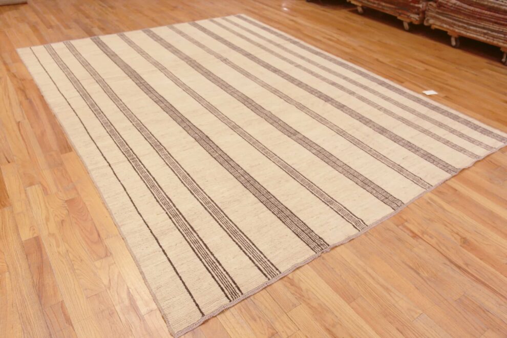 Cream Modern Stripped Room Size Rug 11470 Nazmiyal Rugs
