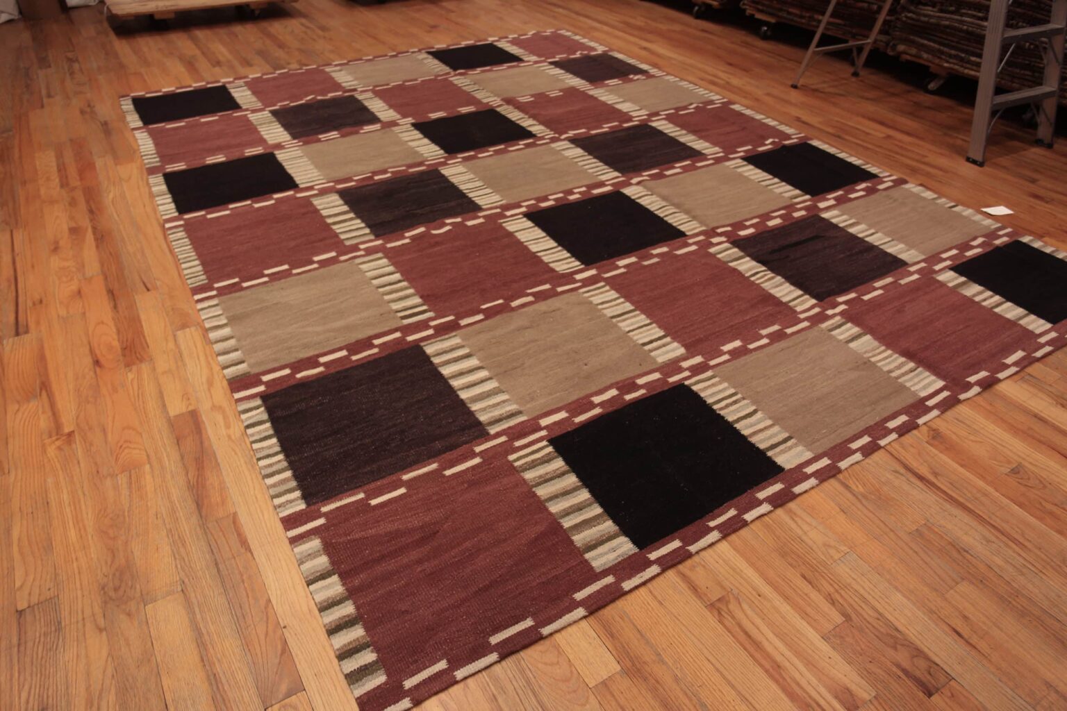 Rustic Modern Flatwoven MCM Swedish Kilim Rug 11657 Nazmiyal Rugs