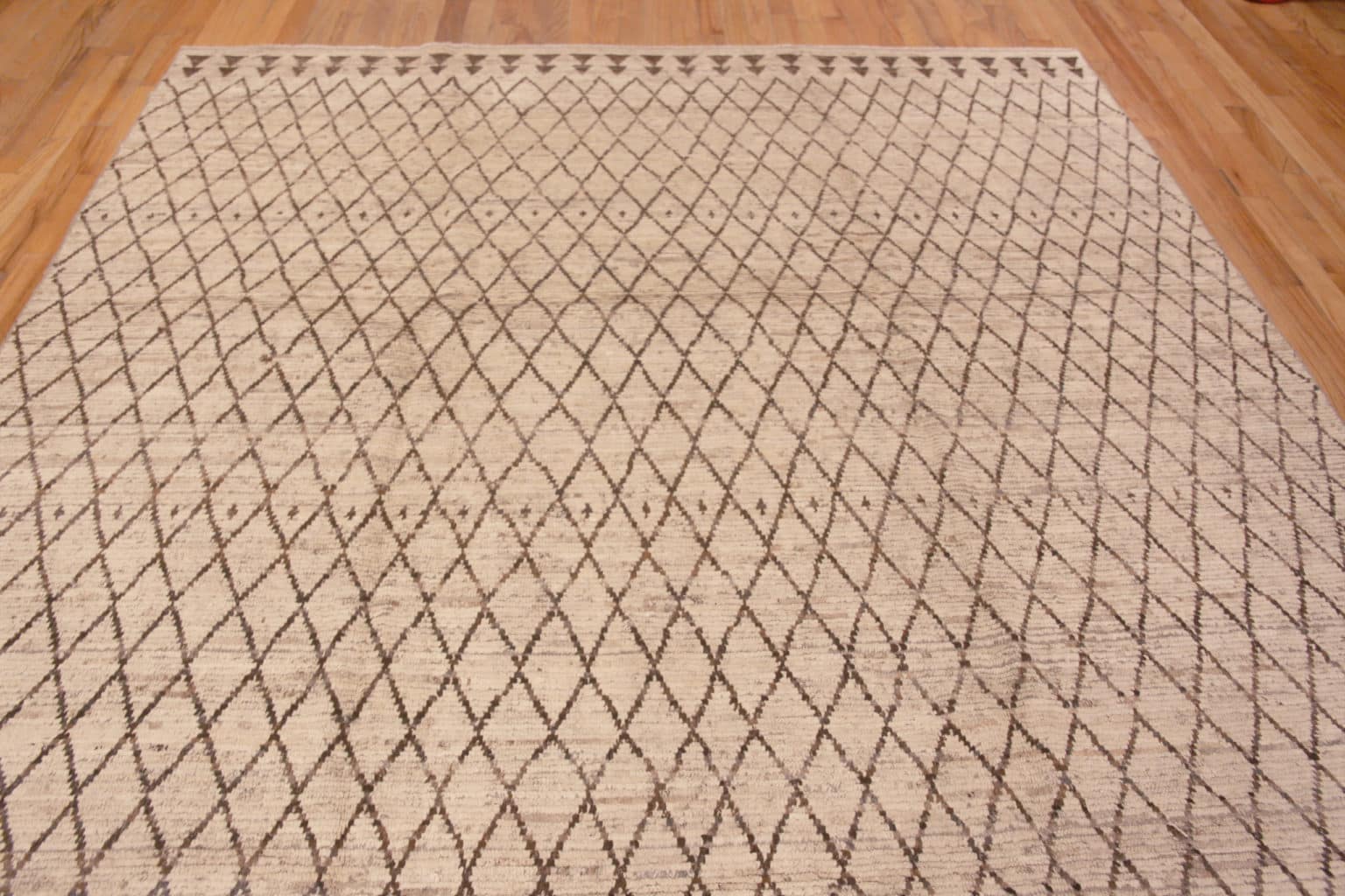 Ivory & Brown Diamond Grid Design Modern Rug 11423 Nazmiyal
