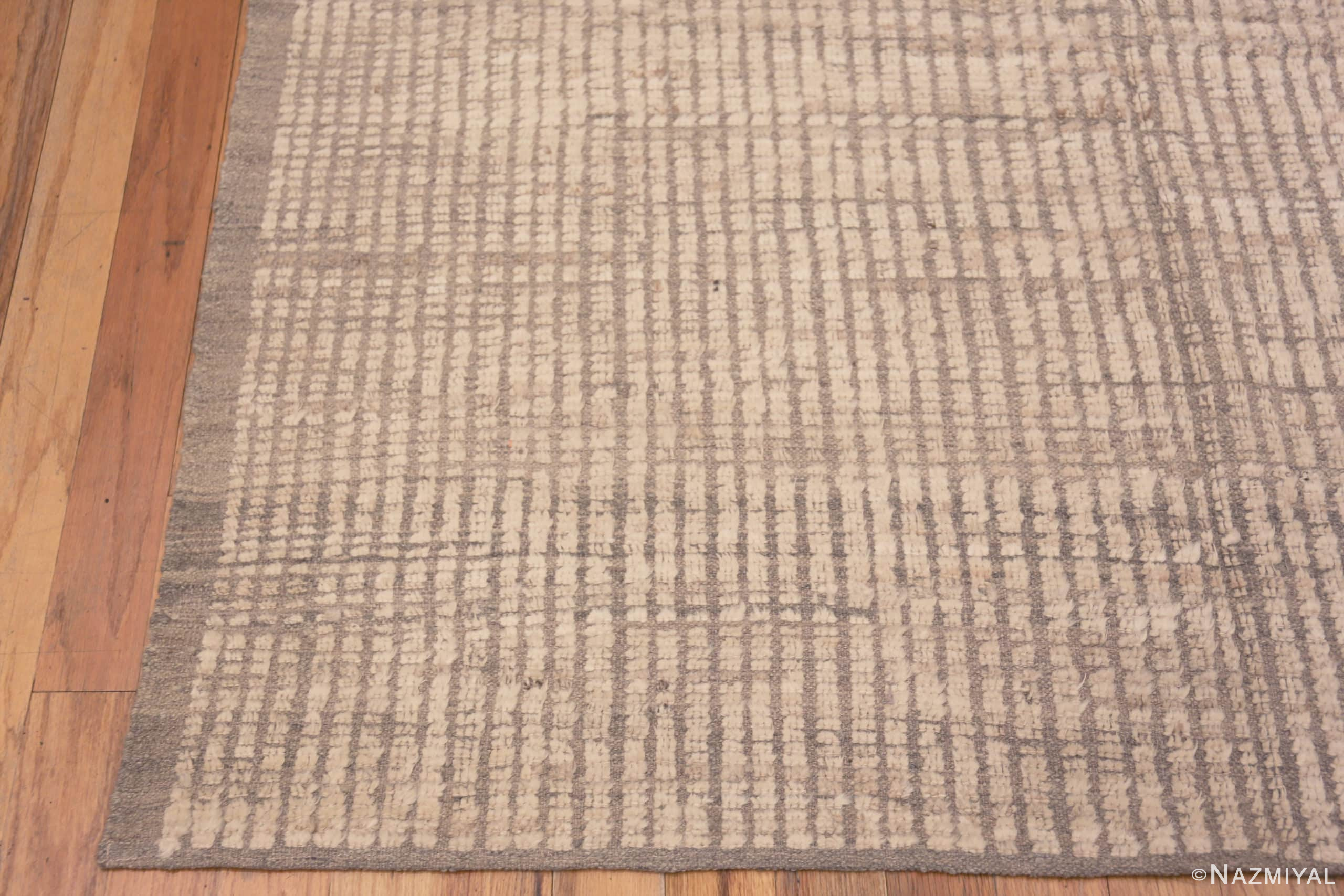 Light Cream Minimalist Modern Wool Modern Rug 11229 Nazmiyal