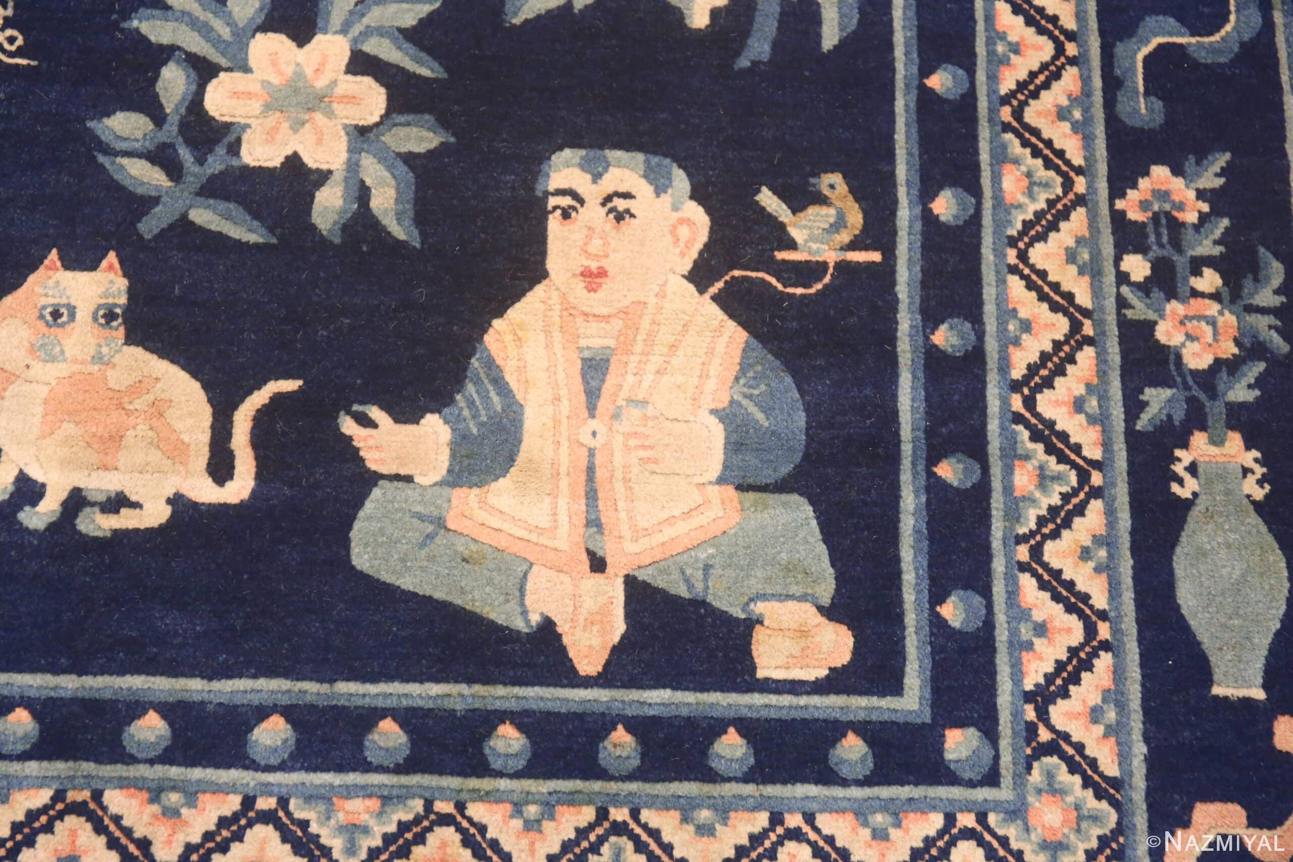 Traditional Pictorial Design Antique Chinese Peking Rug 72567