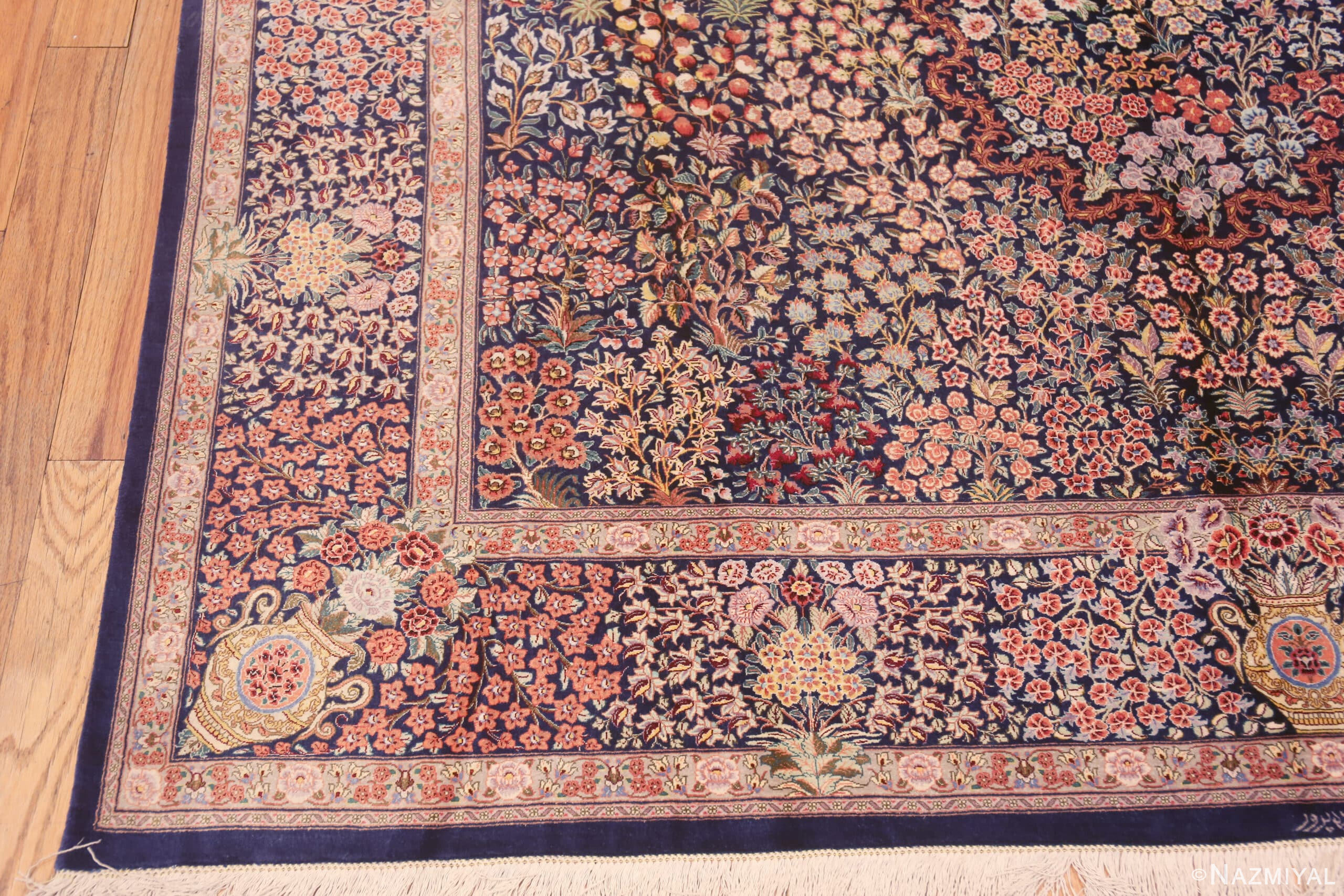 Luxurious Vintage Persian Silk Qum Square Rug 72762 Nazmiyal