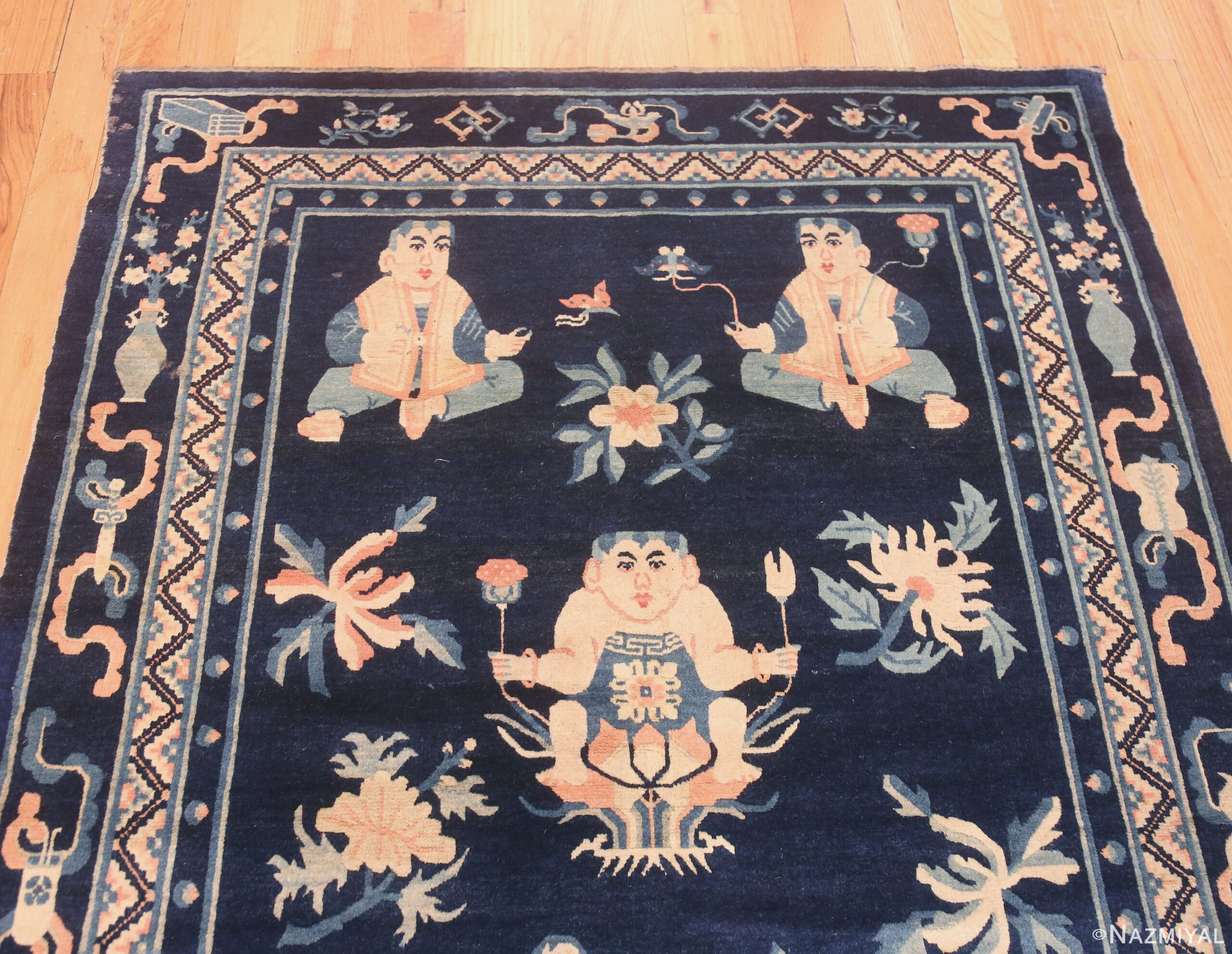 Traditional Pictorial Design Antique Chinese Peking Rug 72567
