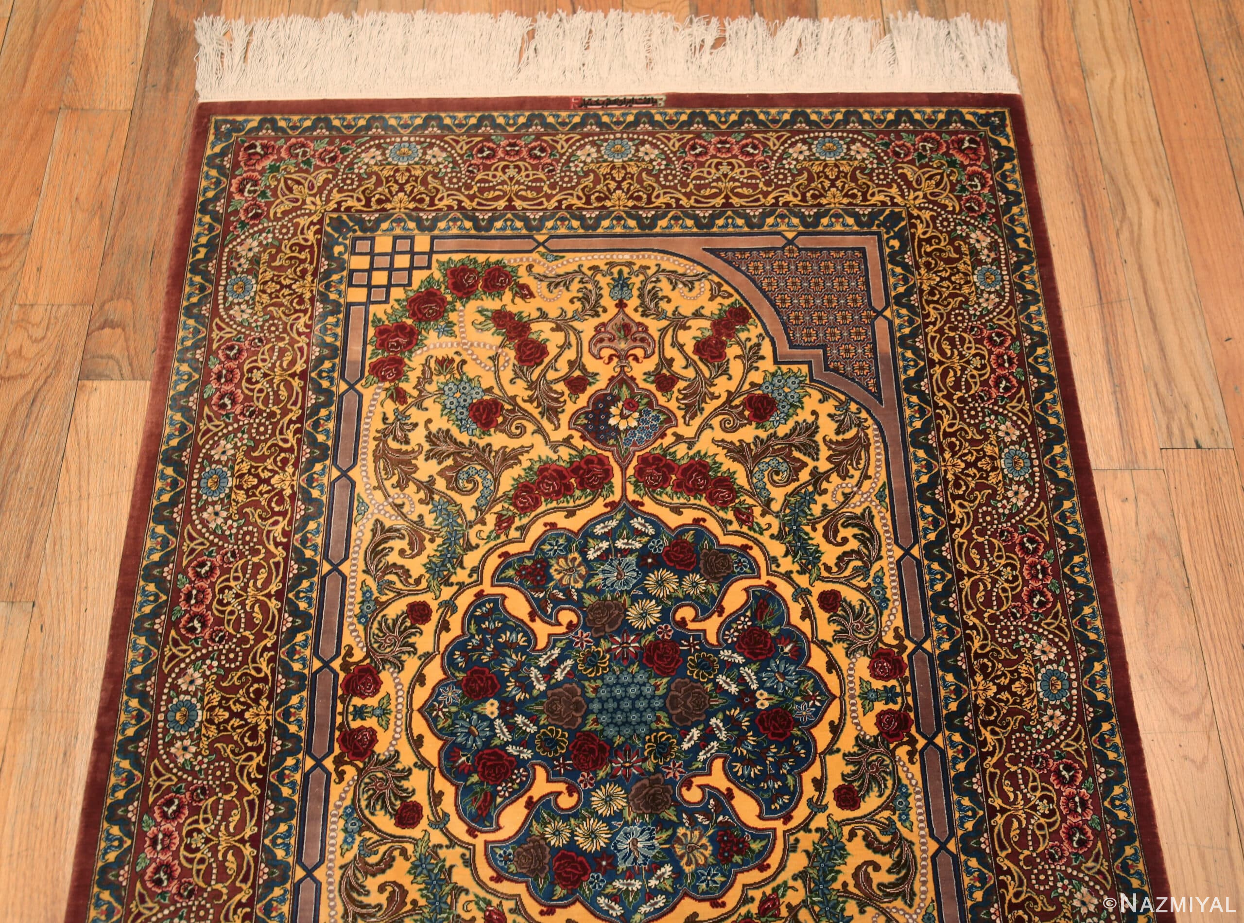 Luxurious Vintage Persian Silk Qum Rug 72773 Nazmiyal Rugs