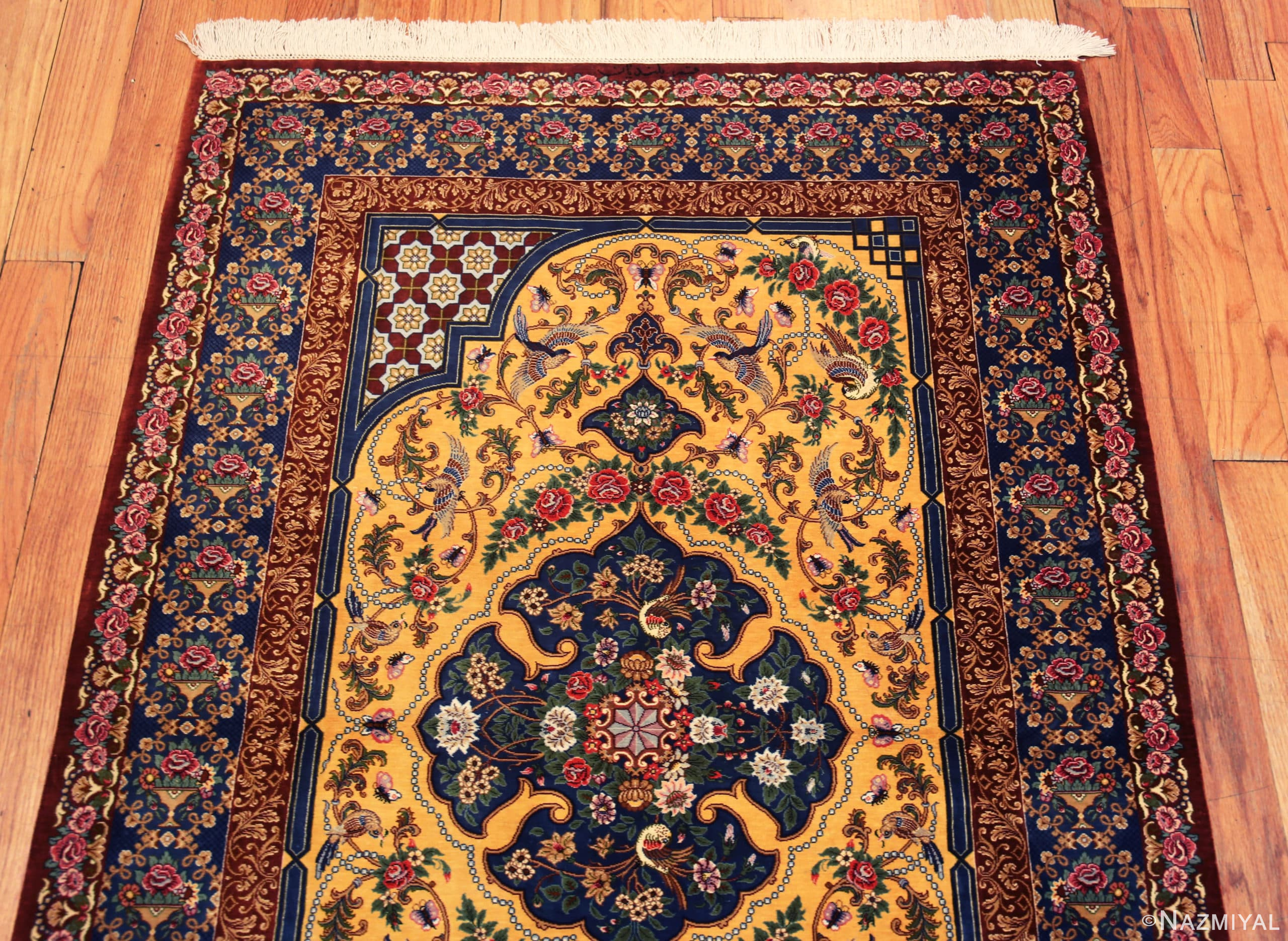 Fine Luxurious Silk Vintage Persian Qum Rug 72772 Nazmiyal