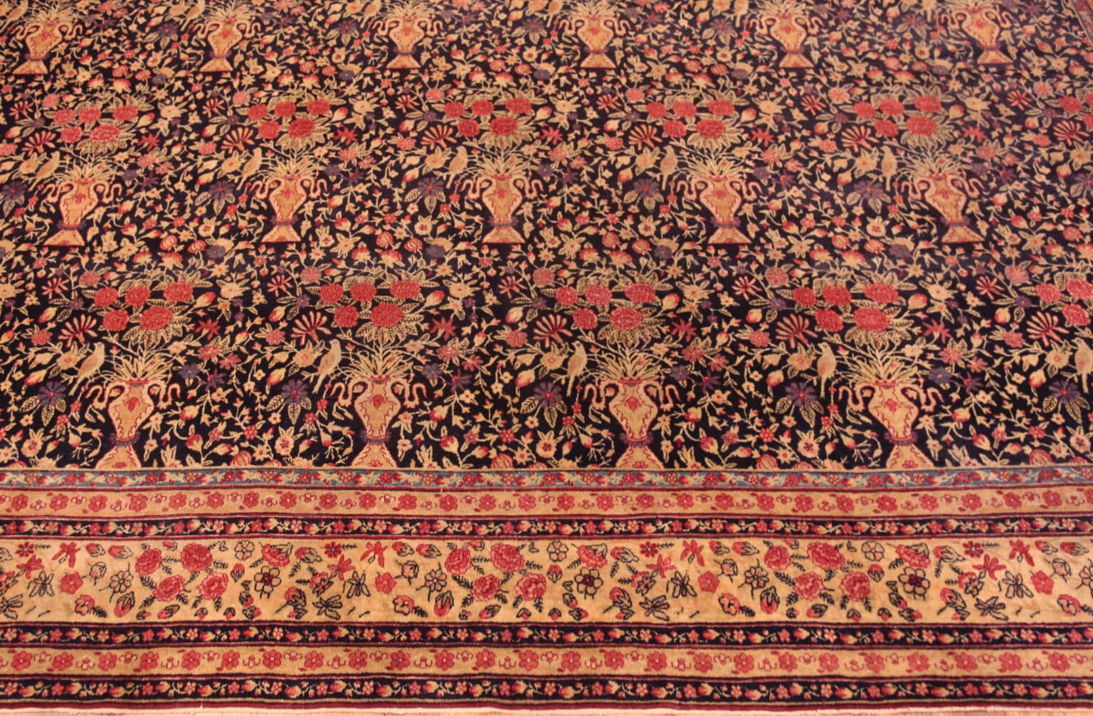 Floral Vase Design Antique Persian Kerman Rug 72477 Nazmiyal