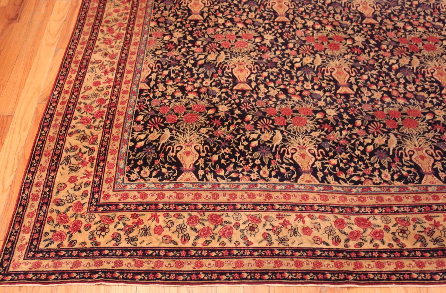 Floral Vase Design Antique Persian Kerman Rug 72477 Nazmiyal