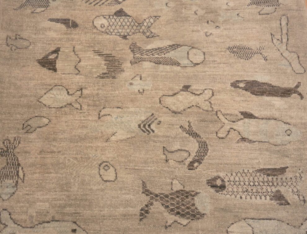 Artistic Fish Design Modern Hallway Runner Rug 11004 Nazmiyal