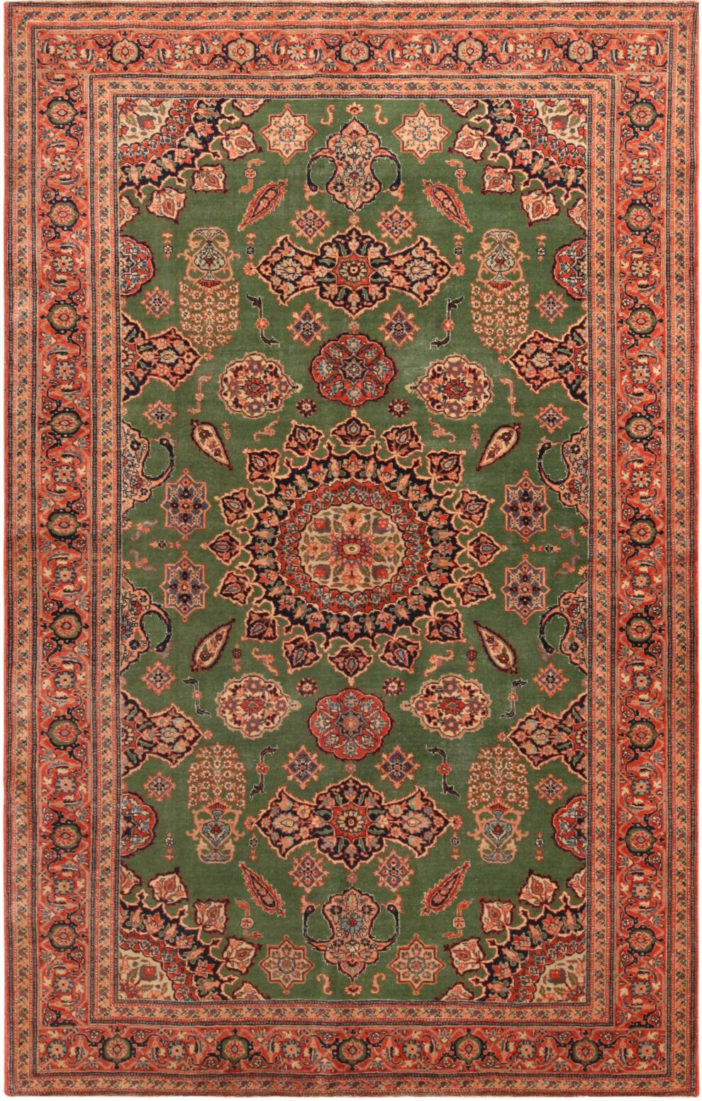 Amazing Green Antique Persian Tabriz Rug 72470 Nazmiyal Rugs