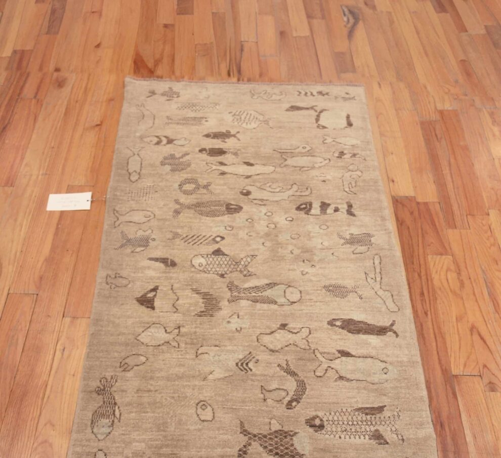 Artistic Fish Design Modern Hallway Runner Rug 11004 Nazmiyal