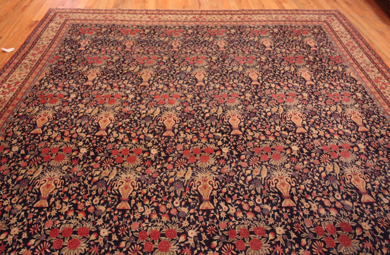 Floral Vase Design Antique Persian Kerman Rug 72477 Nazmiyal