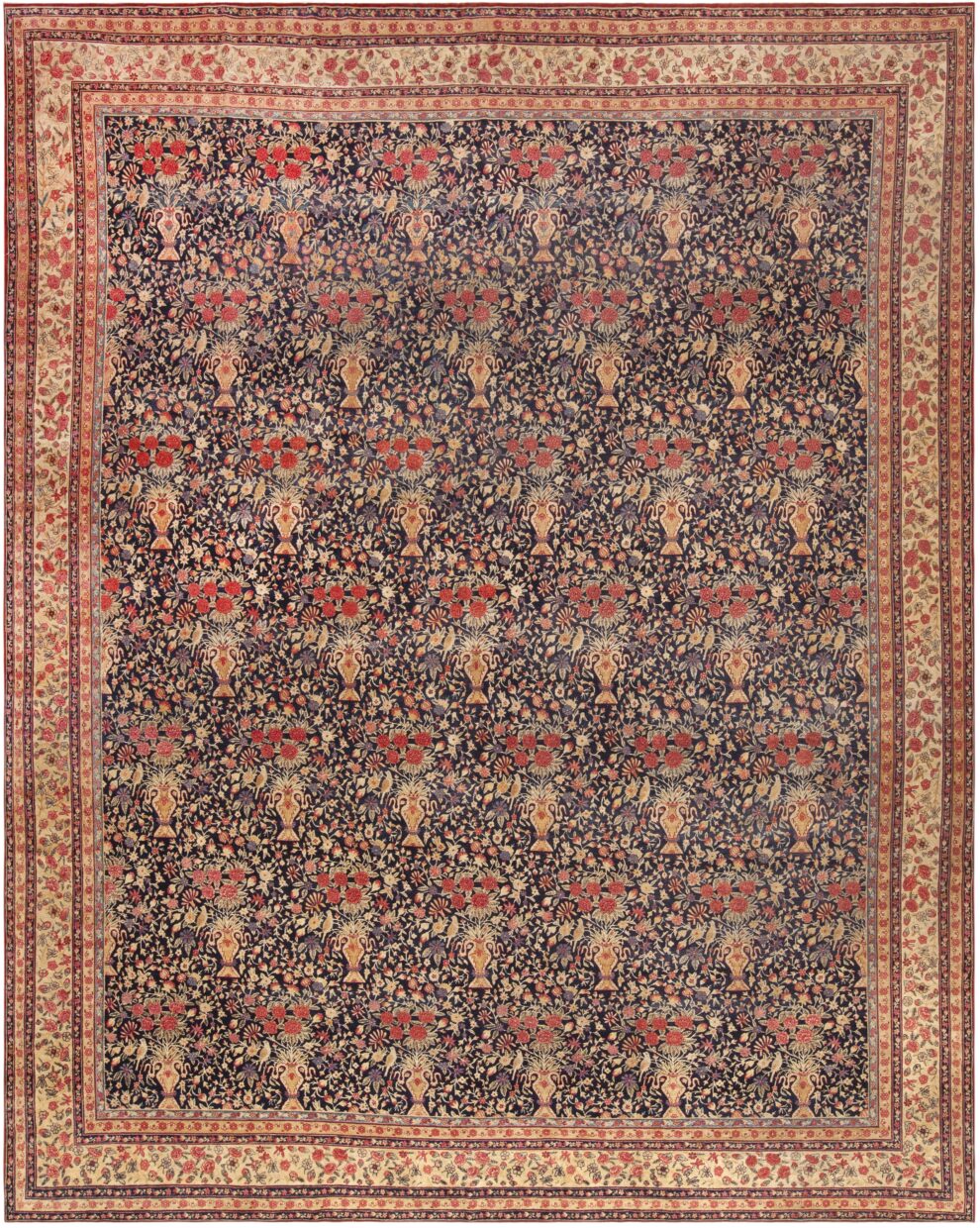 Floral Vase Design Antique Persian Kerman Rug 72477 Nazmiyal