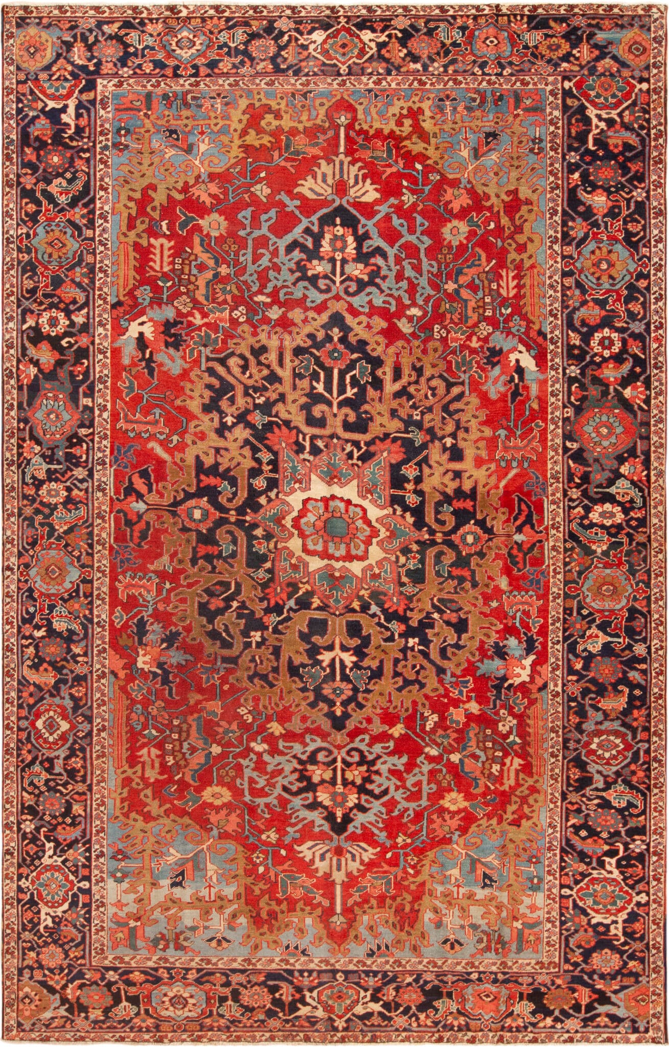 Antique Geometric Medallion Persian Heriz Nazmiyal Rugs