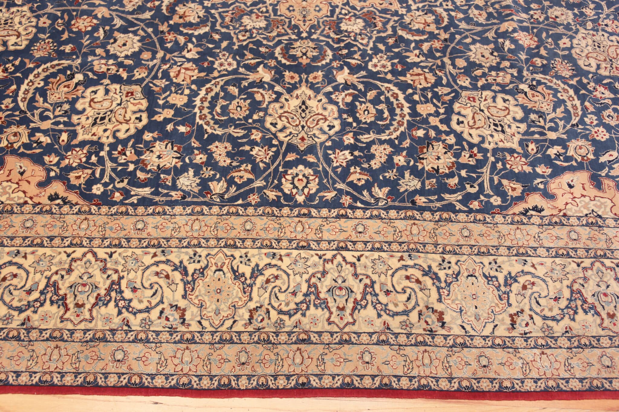 Silk And Wool Fine Vintage Persian Nain Large Area Rug 72483
