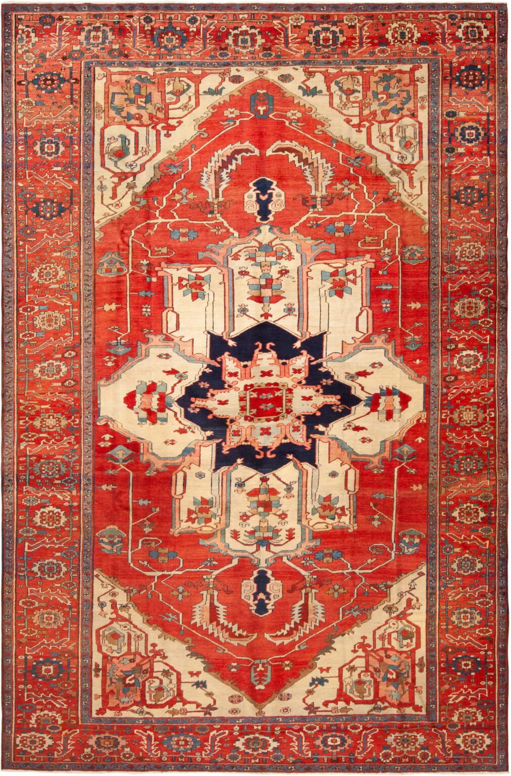 Antique Persian Serapi Geometric Medallion Nazmiyal Rugs