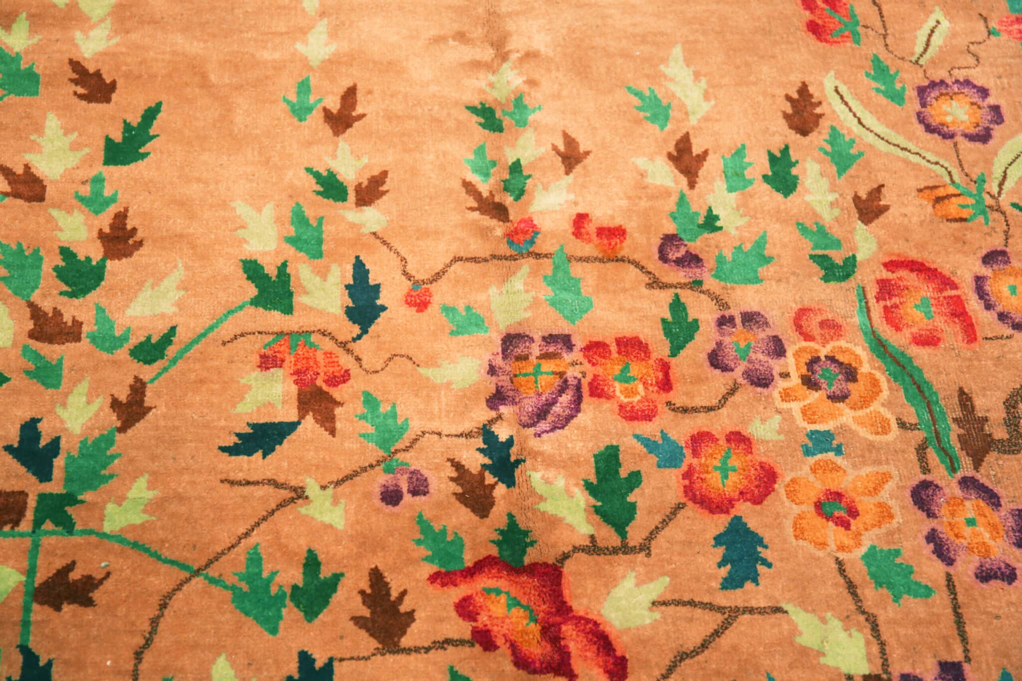 Floral And Colorful Antique Chinese Art Deco Rug 72883