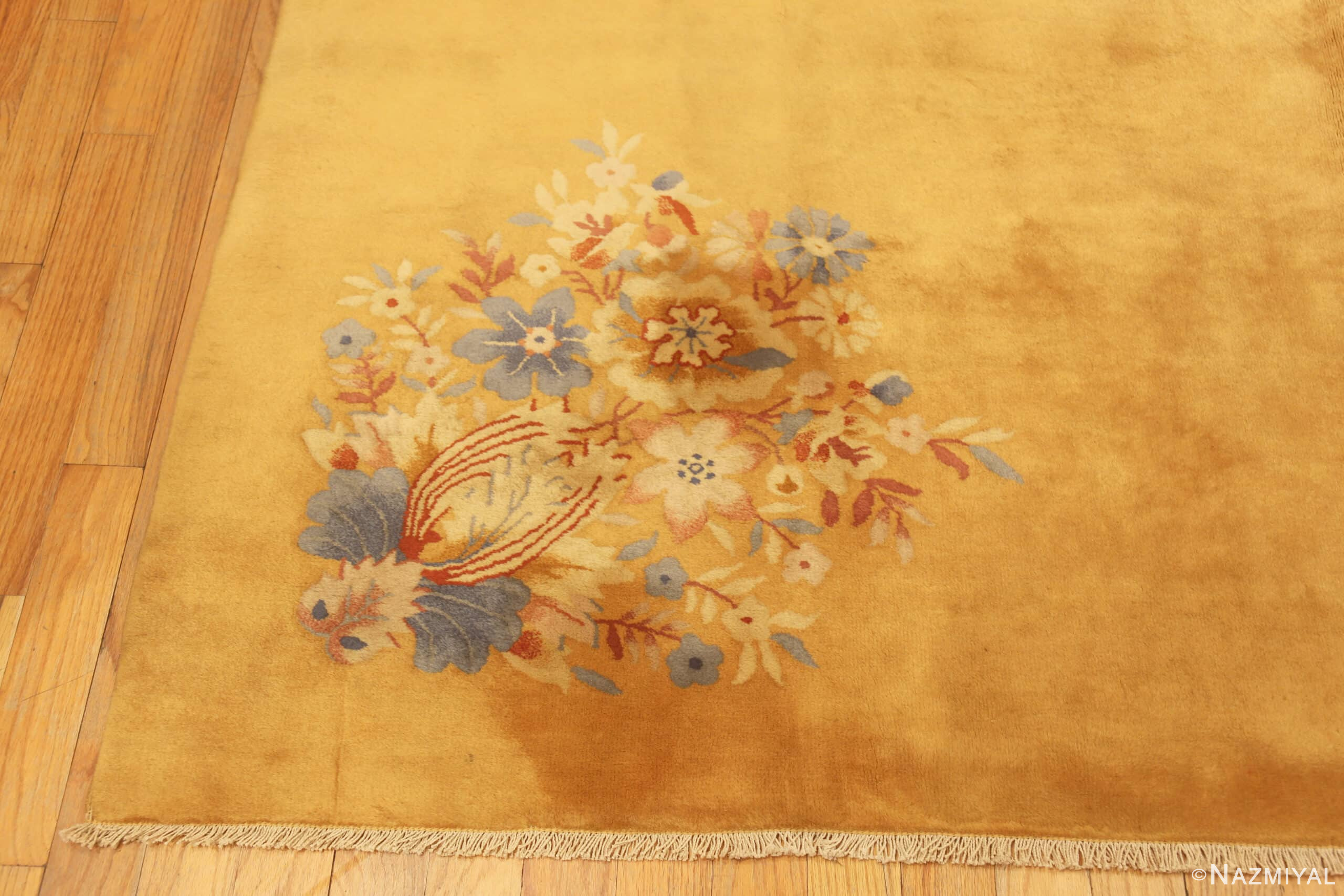 Charming Gold Color Antique Chinese Art Deco Rug 72886
