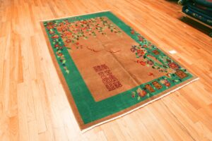 Floral And Colorful Antique Chinese Art Deco Rug 72883