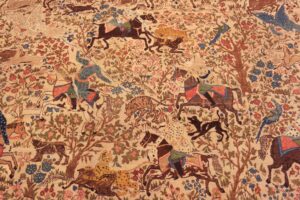 Antique Persian Tabriz Hunting Scene Rug by Nazmiyal Rugs
