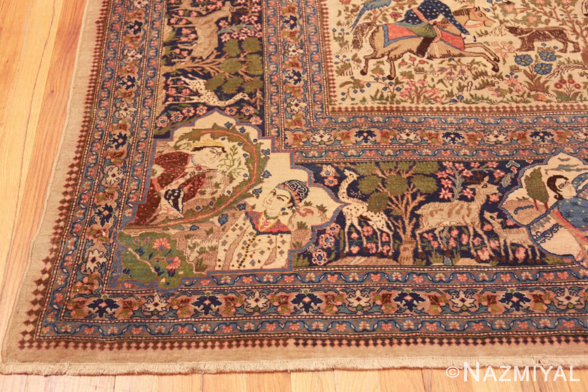 Antique Persian Tabriz Hunting Scene Rug by Nazmiyal Rugs