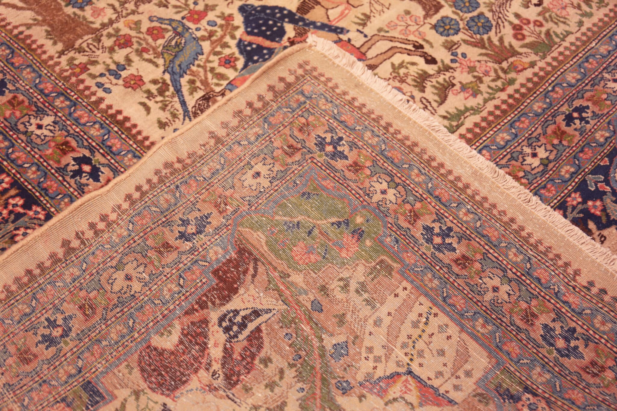 Antique Persian Tabriz Hunting Scene Rug by Nazmiyal Rugs