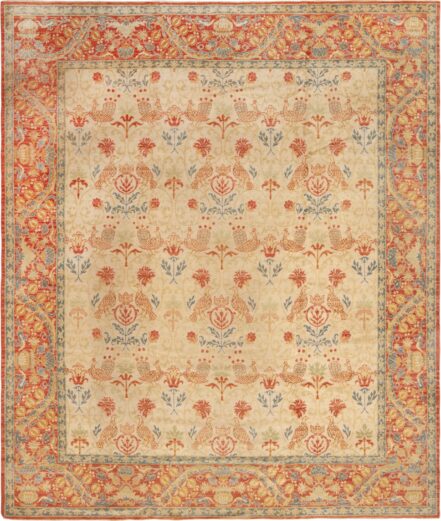 Charming Antique Bird Design Spanish Area Rug 72904 Nazmiyal