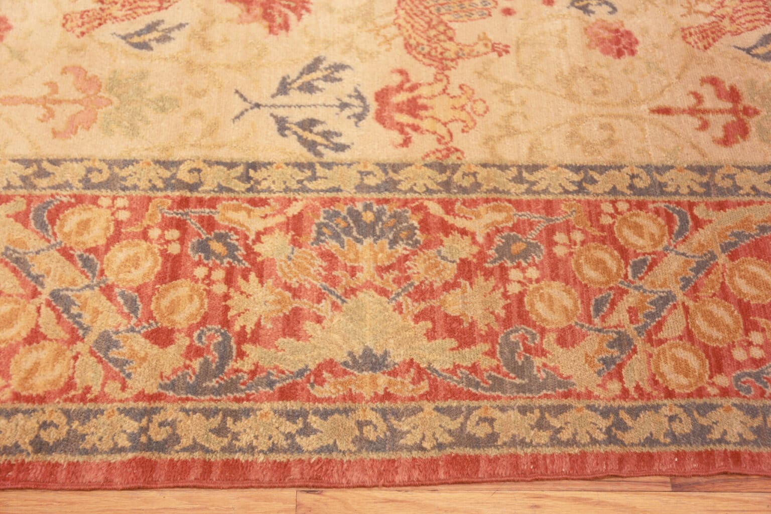 Charming Antique Bird Design Spanish Area Rug 72904 Nazmiyal