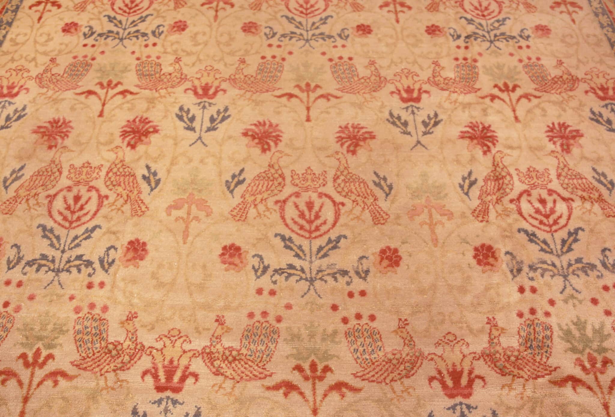 Charming Antique Bird Design Spanish Area Rug 72904 Nazmiyal