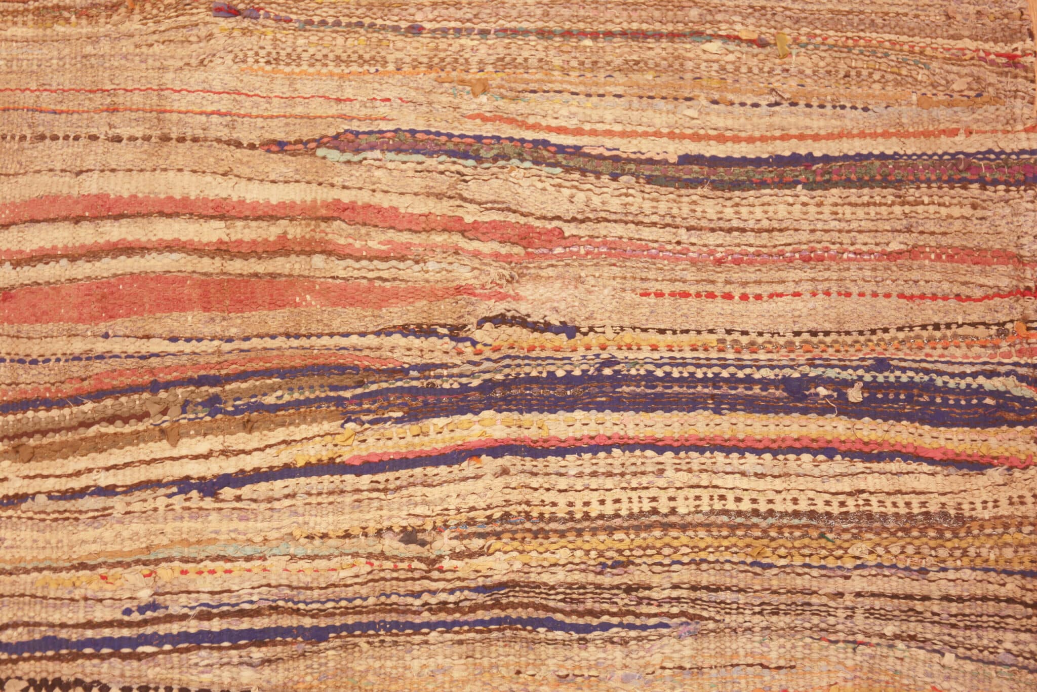 Lovely Multicolored Vintage Primitive Moroccan Kilim 73017