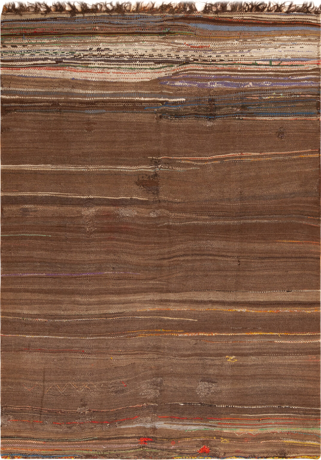 Beautiful Earthy Tones Primitive Vintage Moroccan Kilim 73015