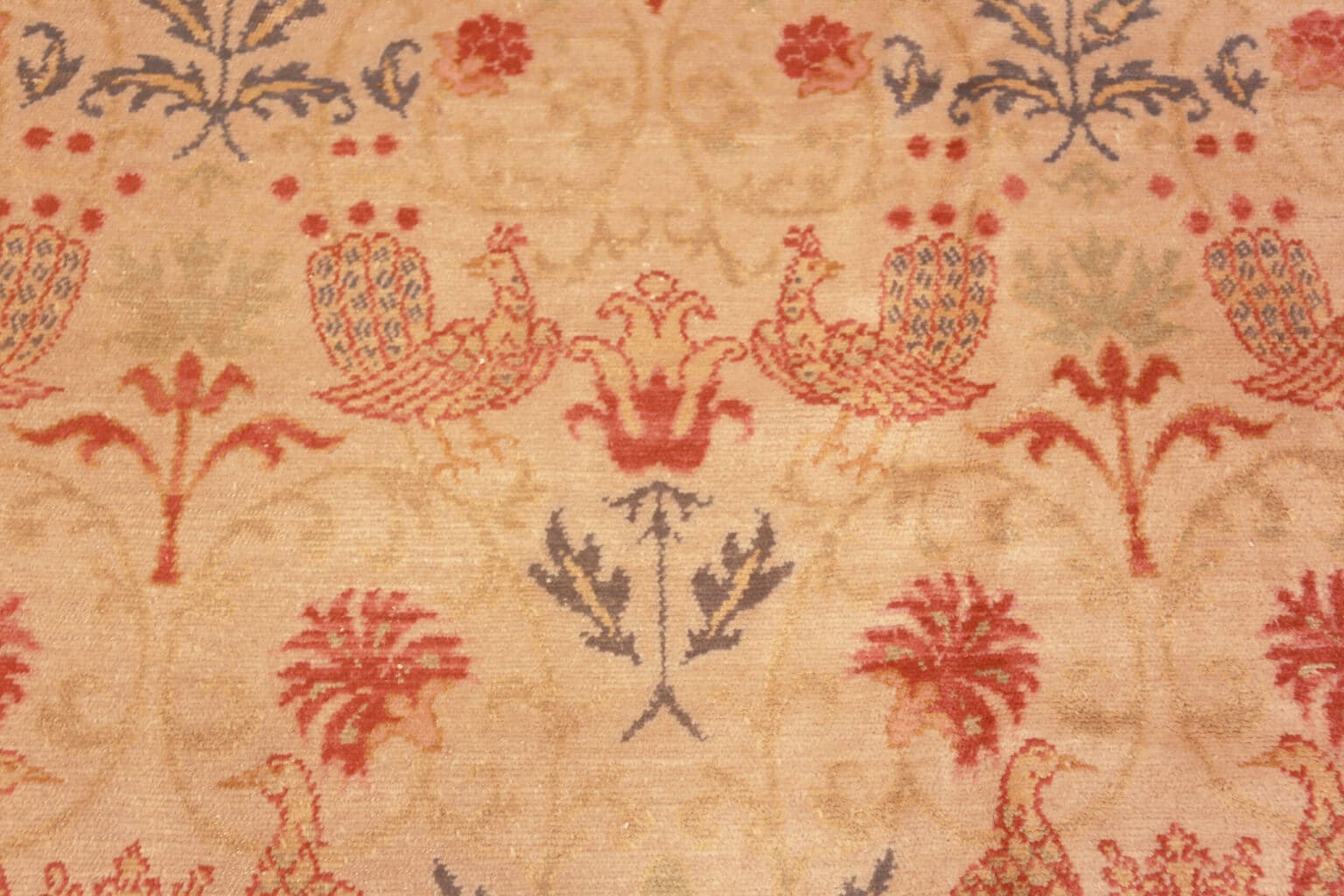 Charming Antique Bird Design Spanish Area Rug 72904 Nazmiyal