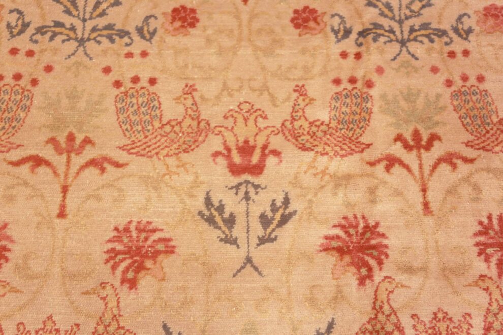 Charming Antique Bird Design Spanish Area Rug 72904 Nazmiyal