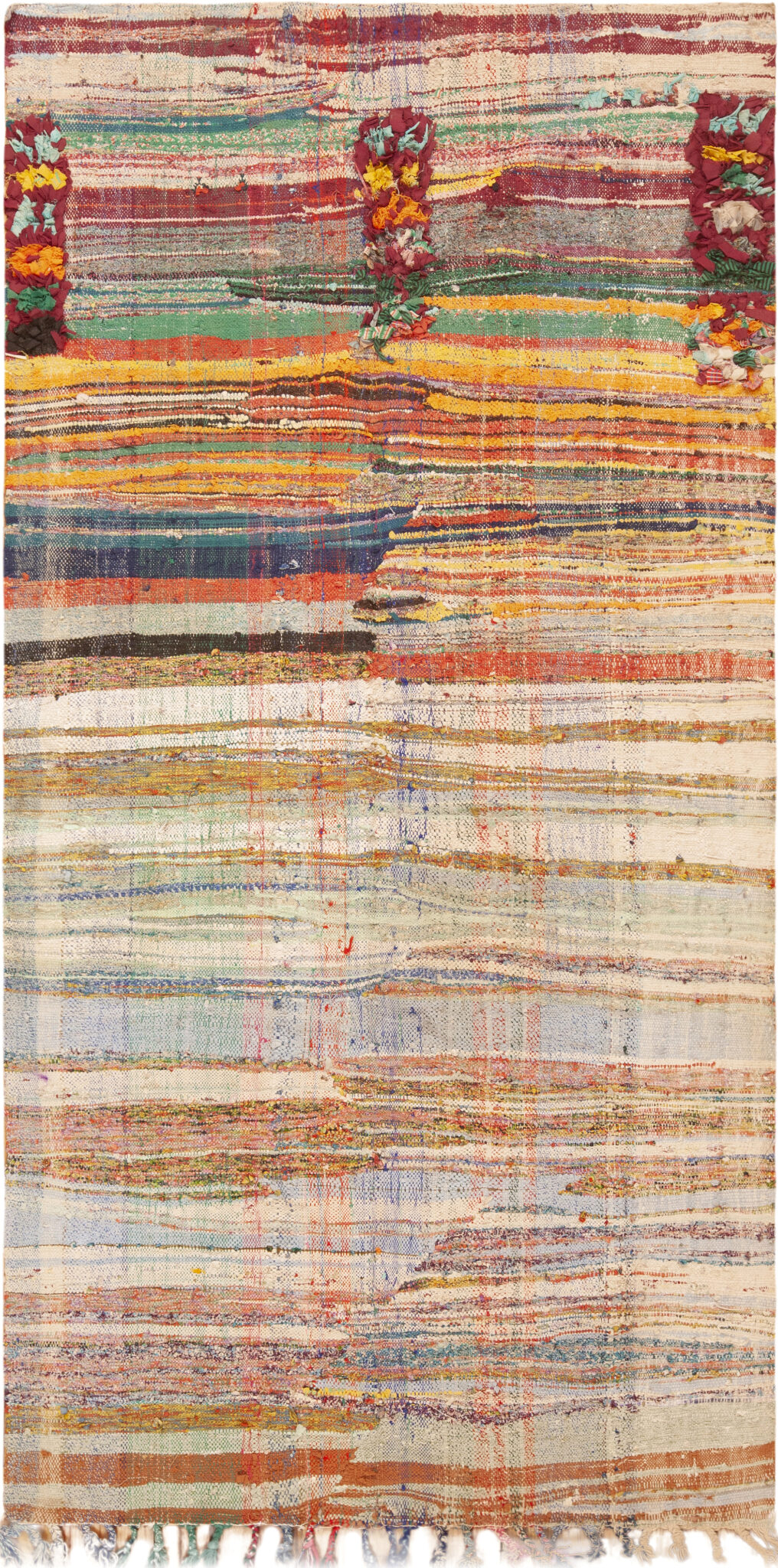 Abstract Artistic Earth Tones Vintage Moroccan Kilim Rug 73021