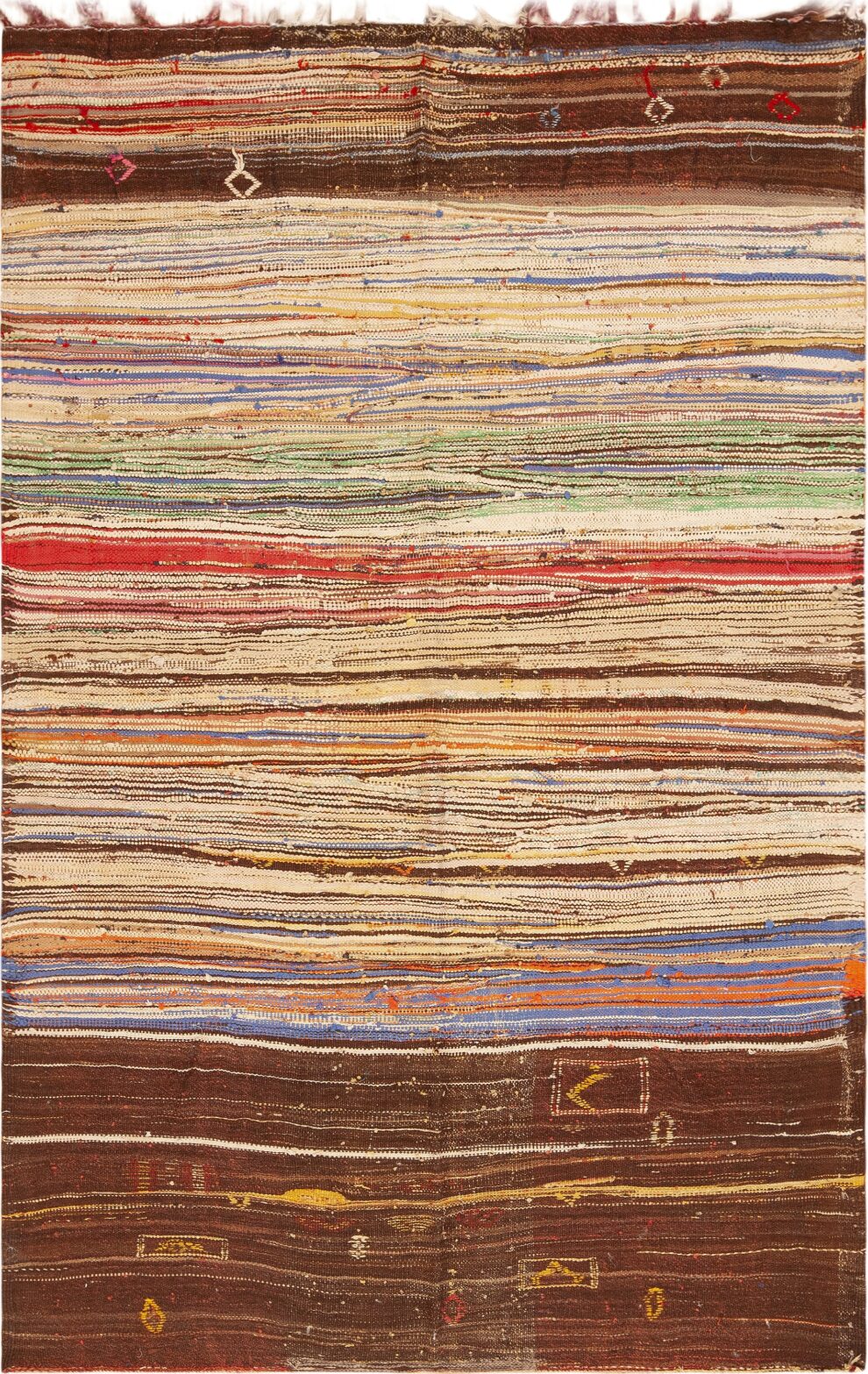 Colorful Striped Vintage Moroccan Tribal Kilim Rug 73009 Nazmiyal