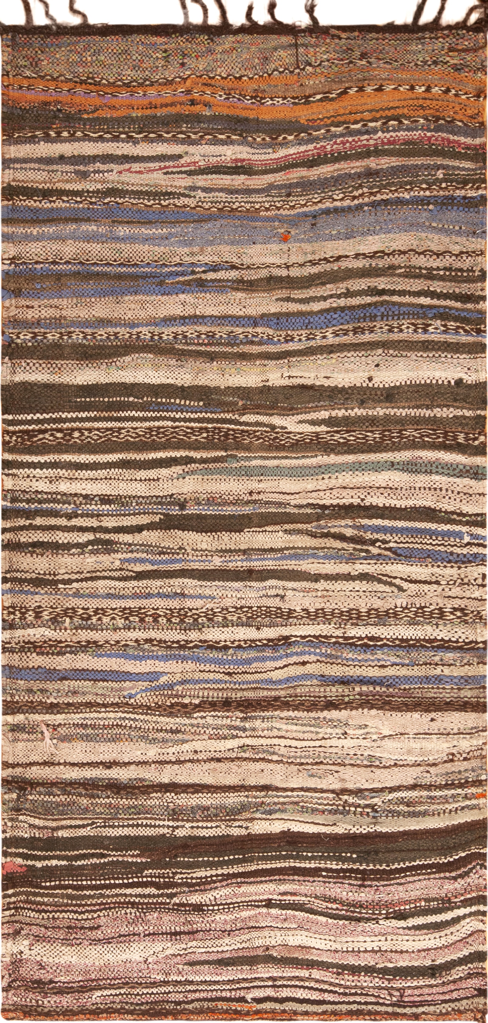 Primitive Vintage Moroccan Brown Hues Kilim 73020 Nazmiyal