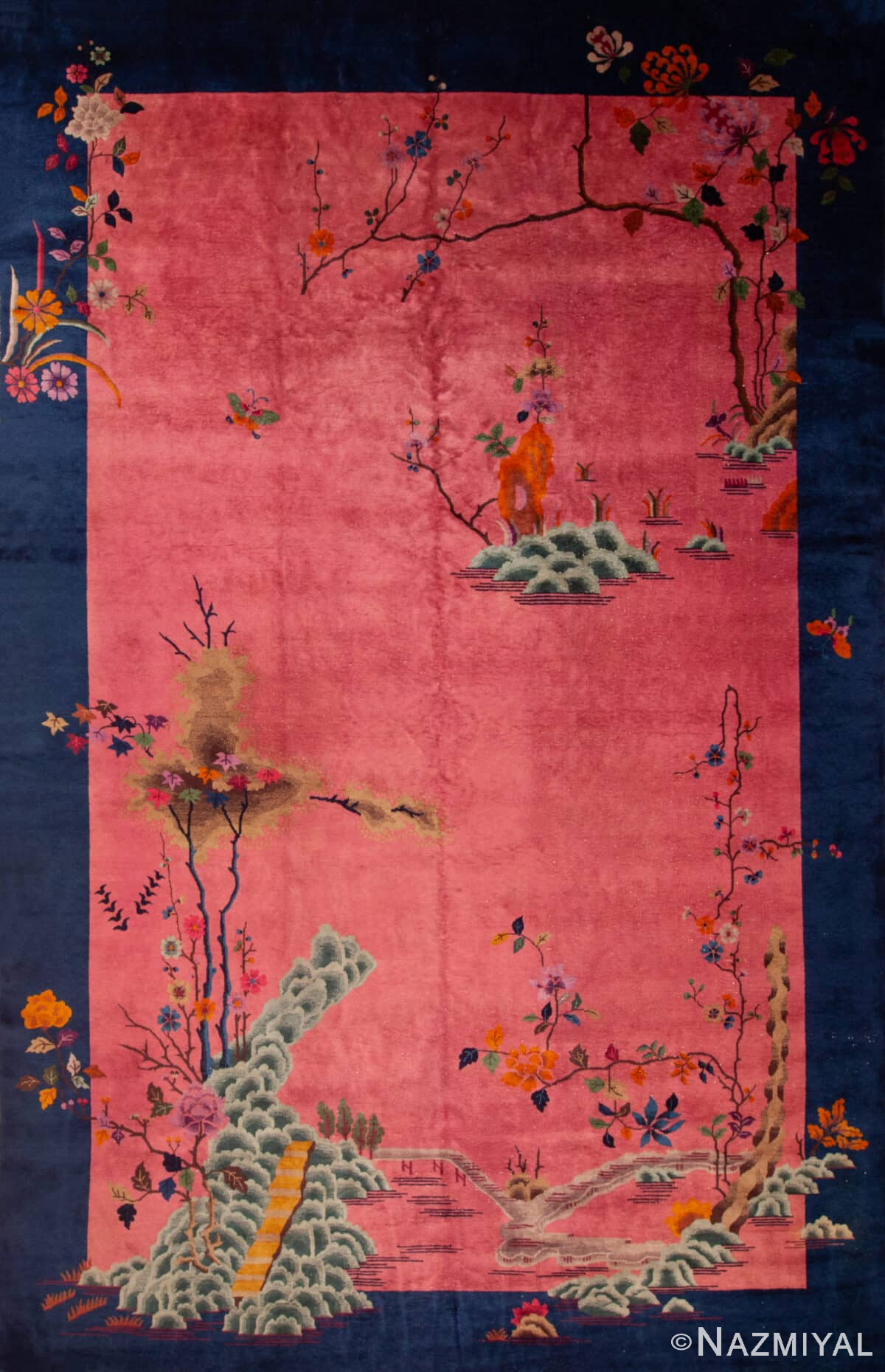 Antique Chinese Art Deco Red Area Rug by Nazmiyal Rugs