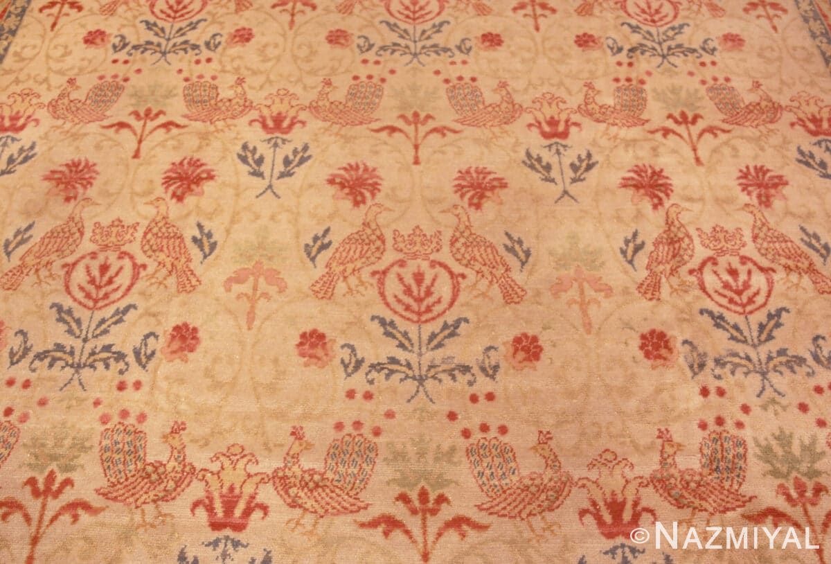 Charming Antique Bird Design Spanish Area Rug 72904 Nazmiyal