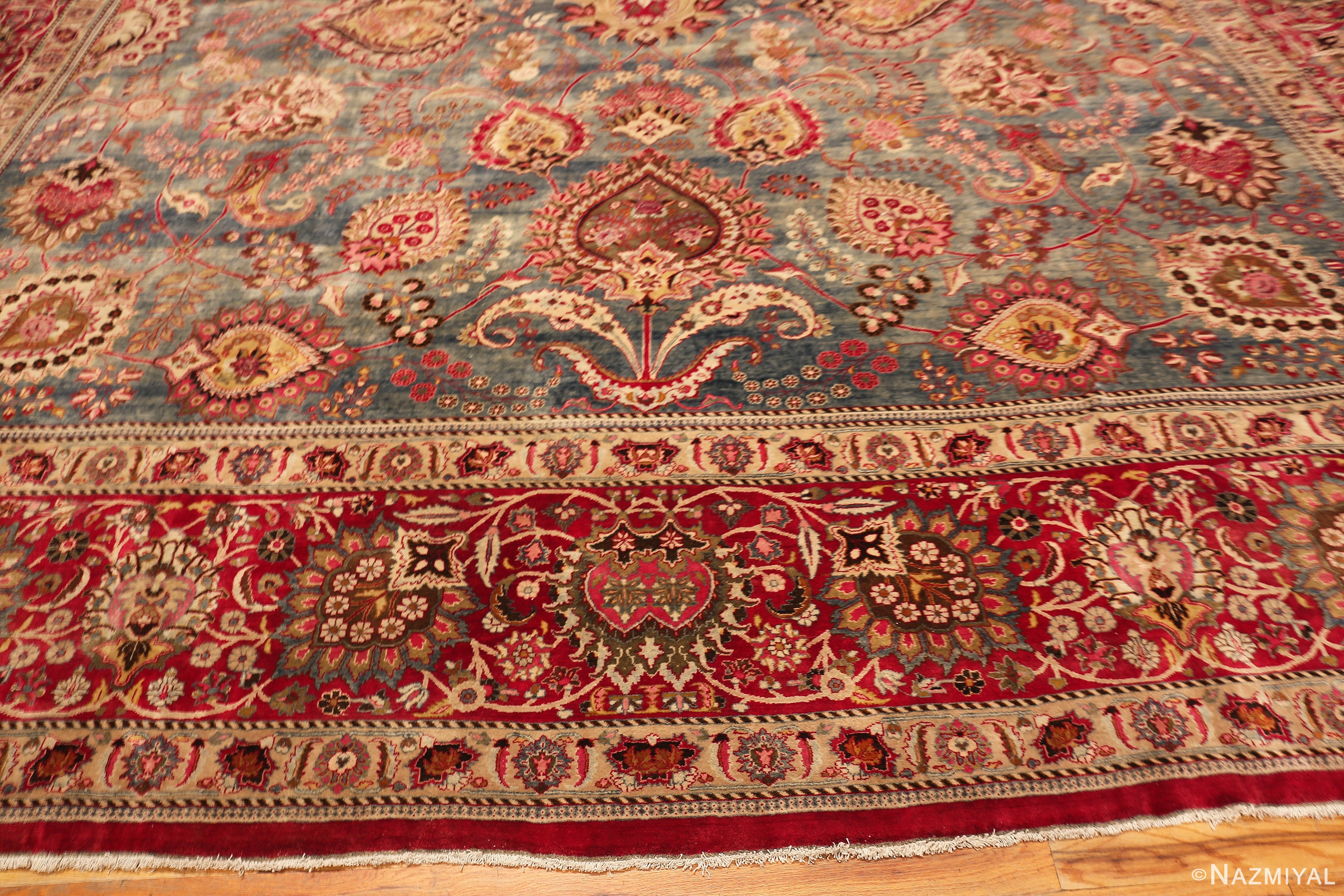 Overiszed Size Antique Persian Khorassan Floral Rug 73044