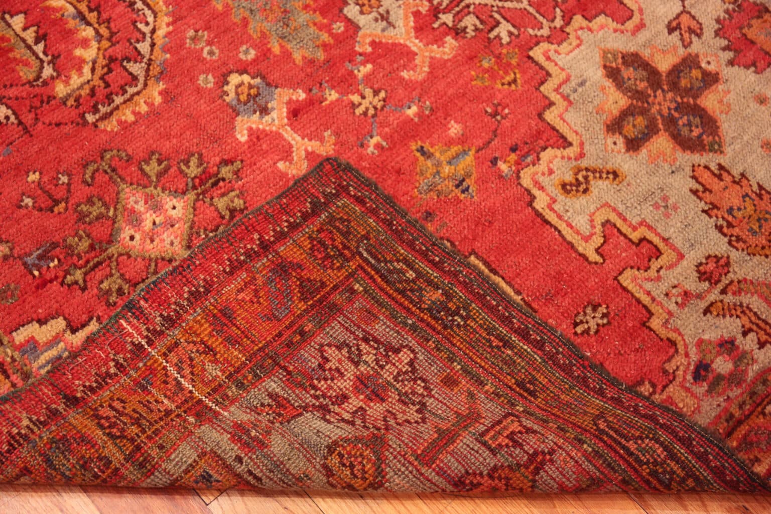 Antique Tribal Turkish Oushak Rug by Nazmiyal Rugs