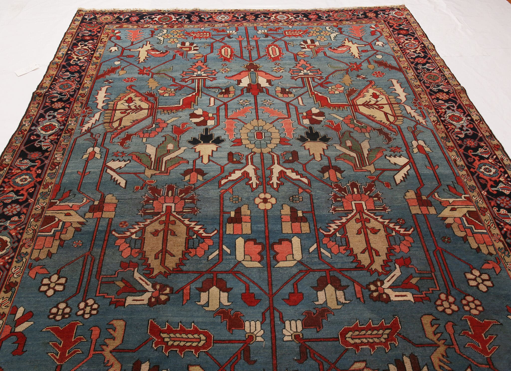 Beautiful Blue Antique Persian Serapi Heriz Rug 73080 Nazmiyal