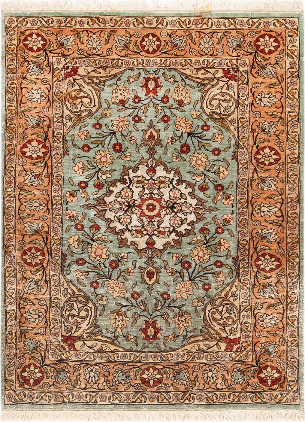 Luxurious Vintage Persian Qum Silk Rug 72793 Nazmiyal Rugs