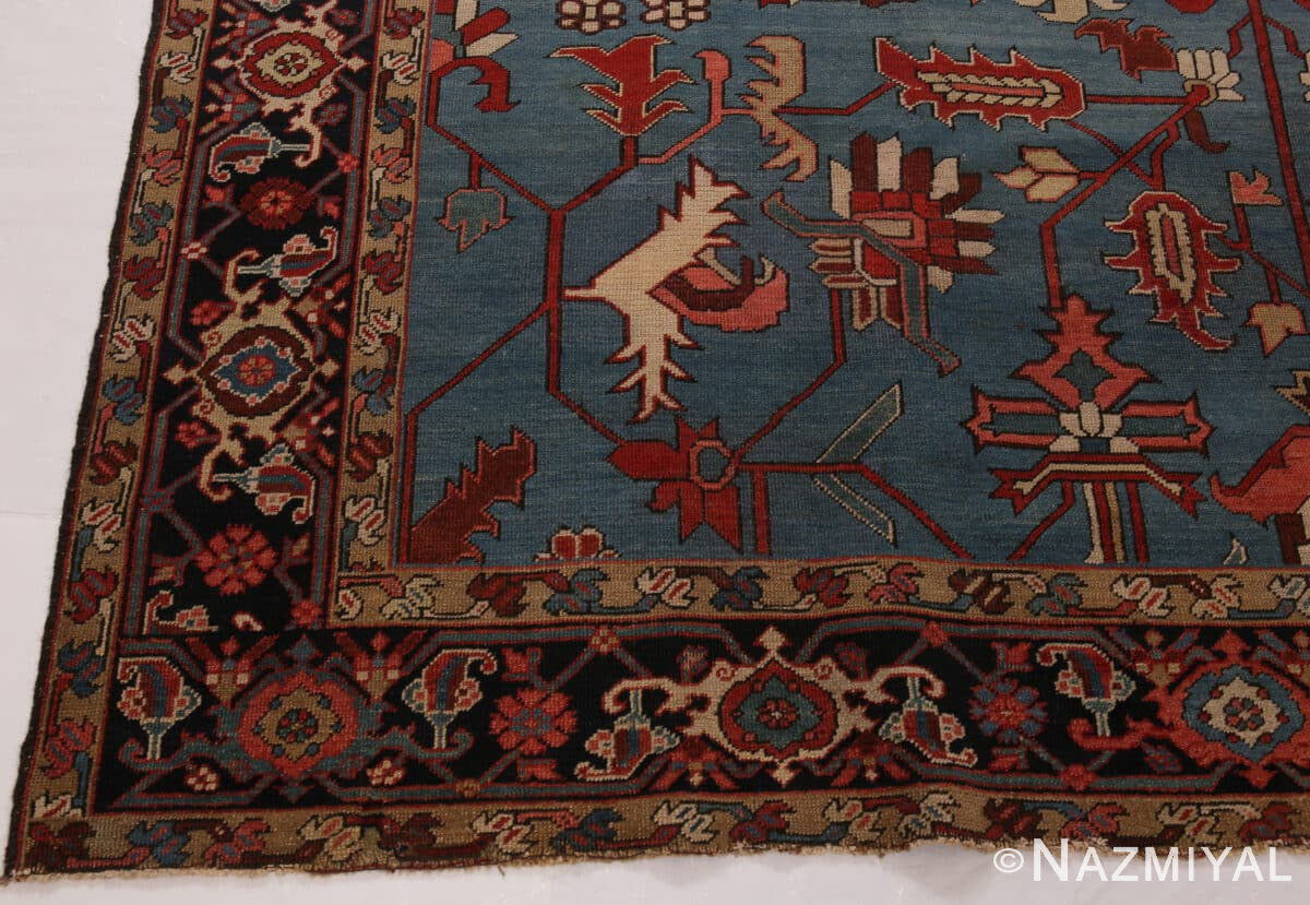 Beautiful Blue Antique Persian Serapi Heriz Rug 73080 Nazmiyal